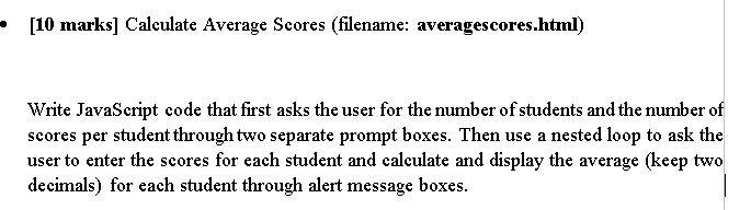 Solved [10 marks] Calculate Average Scores (filename: | Chegg.com