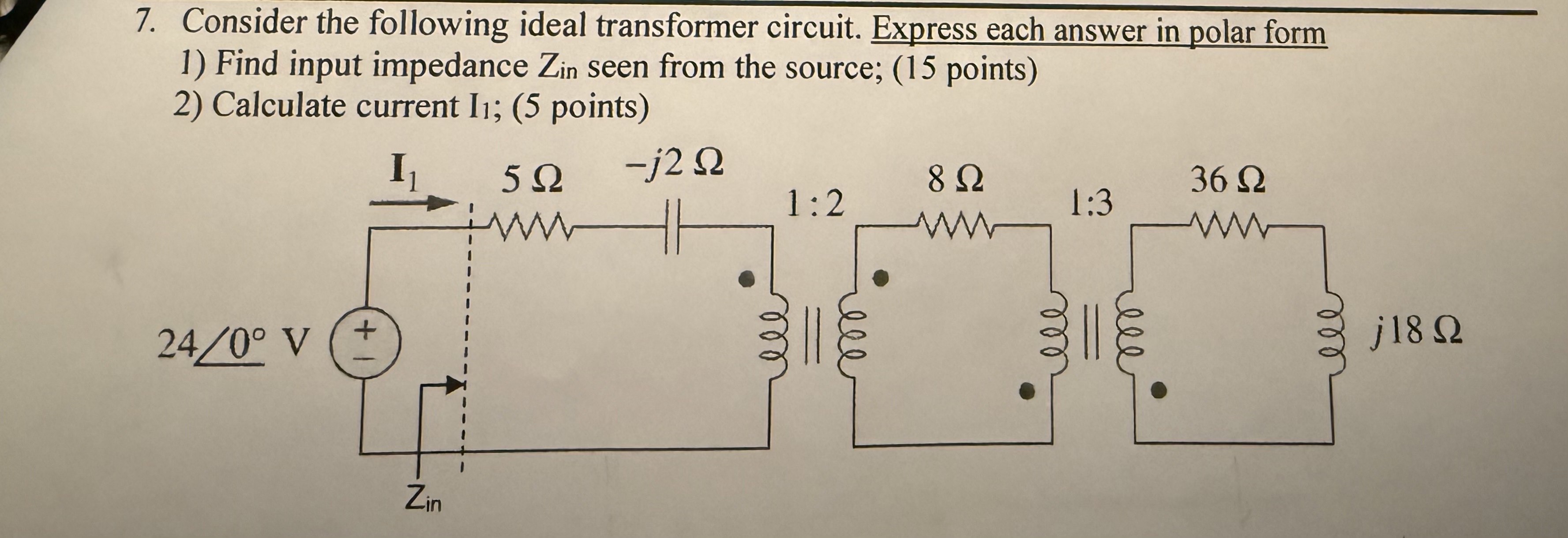 Solved Consider the following ideal transformer circuit. | Chegg.com