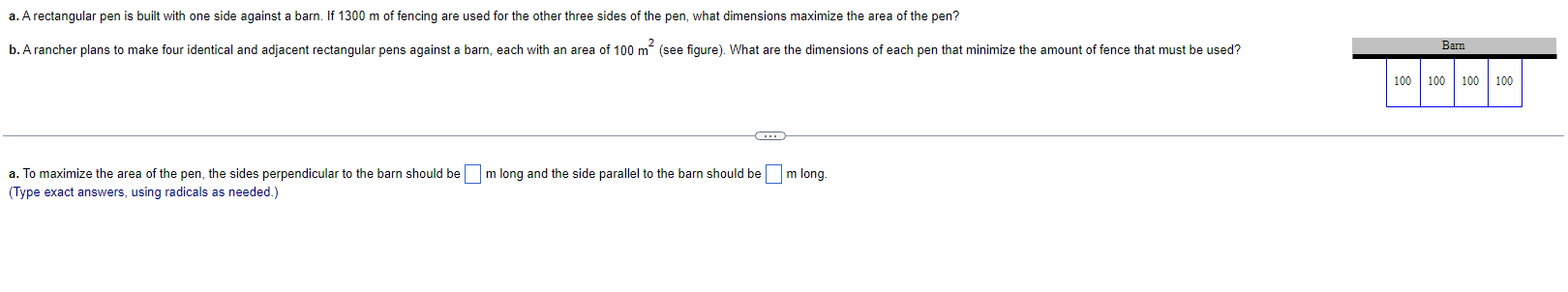 Solved a. A rectangular pen is built with one side against a | Chegg.com