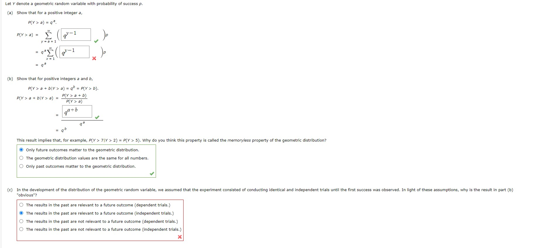 Solved Let Y denote a geometric random variable with | Chegg.com