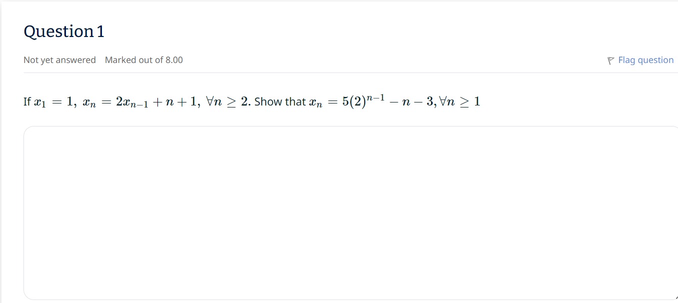 Solved If x1=1,xn=2xn-1+n+1,AAn≥2. ﻿Show that | Chegg.com