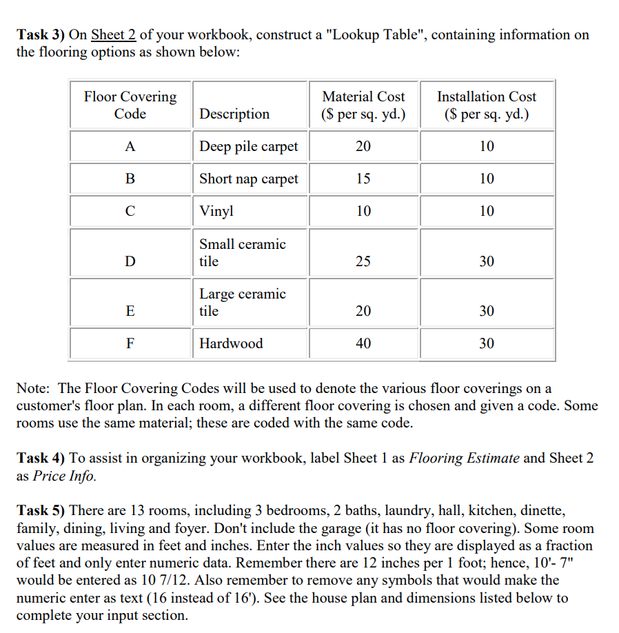 Task 3) On Sheet 2 of your workbook, construct a | Chegg.com