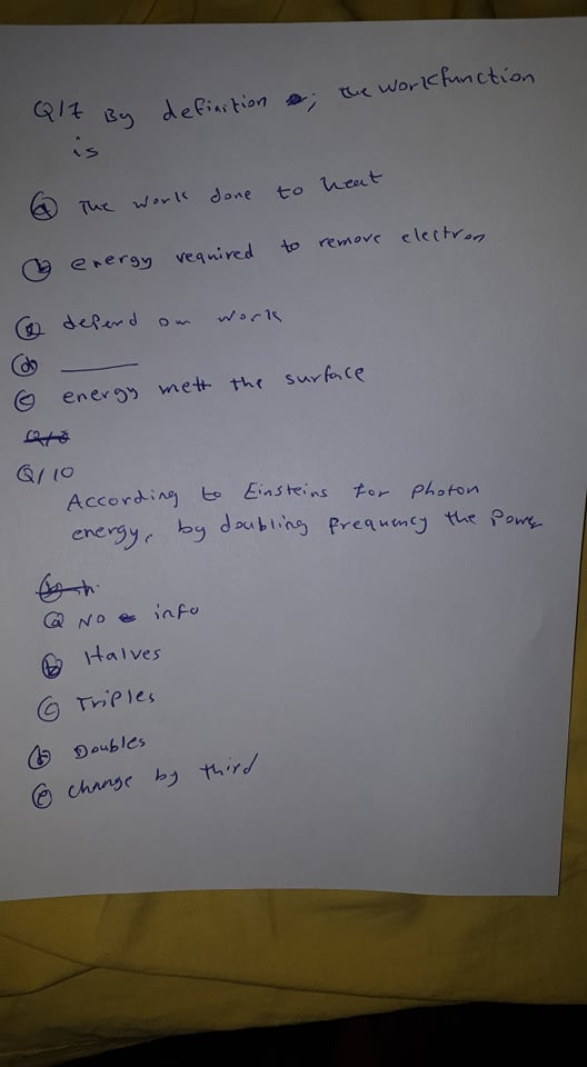 Solved Q17 By definition o the workfunction to heat The work | Chegg.com