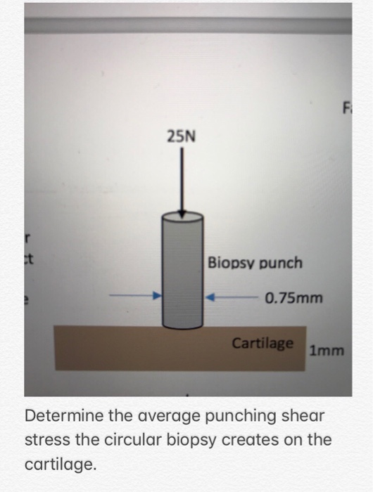 Solved 25N Biopsv punch 0.75mm Cartilage 1mm Determine the | Chegg.com