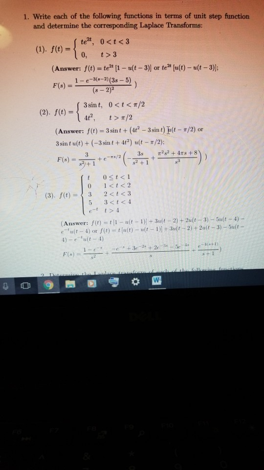 Solved 1. Write each of the following functions in terms of | Chegg.com