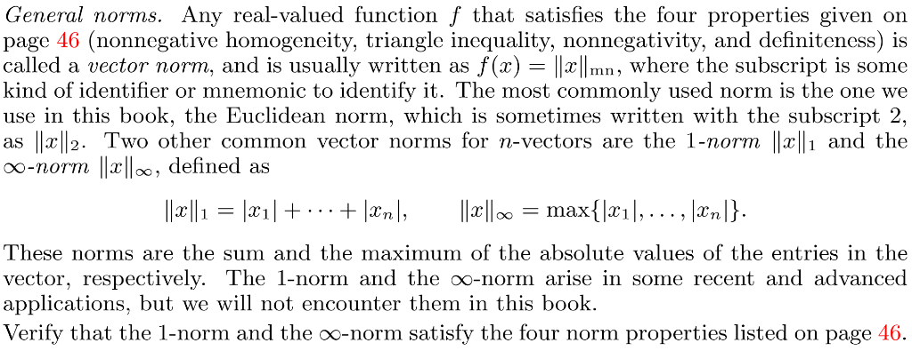 Solved General norms. Any real-valued function f that | Chegg.com