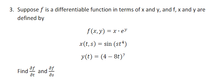 Solved 3. Suppose f is a differentiable function in terms of | Chegg.com