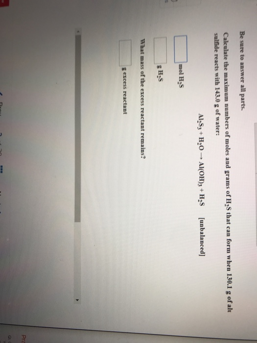 Solved Calculate the maximum numbers of moles and grams of | Chegg.com