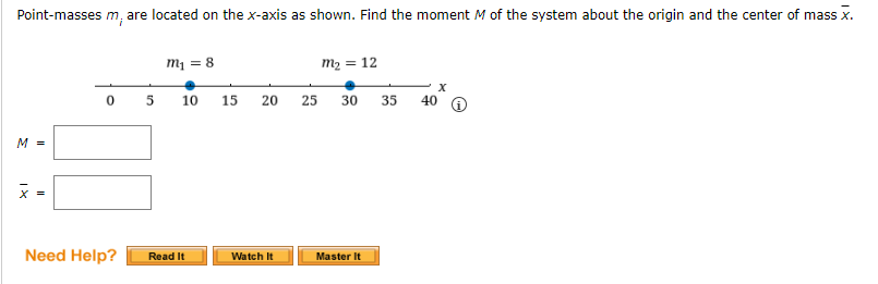 Solved Point-masses mi are located on the x-axis as shown. | Chegg.com