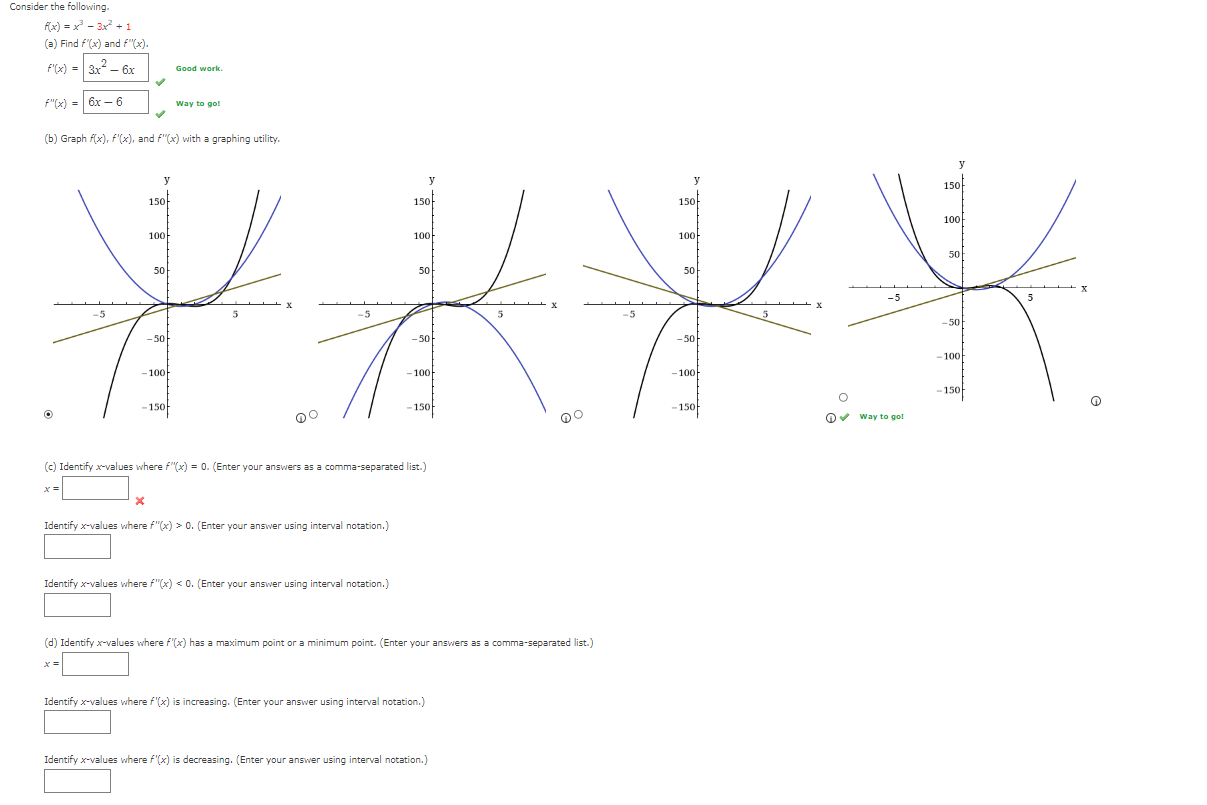Solved Consider the following. f(x)=x3−3x2+1 (a) Find f′(x) | Chegg.com