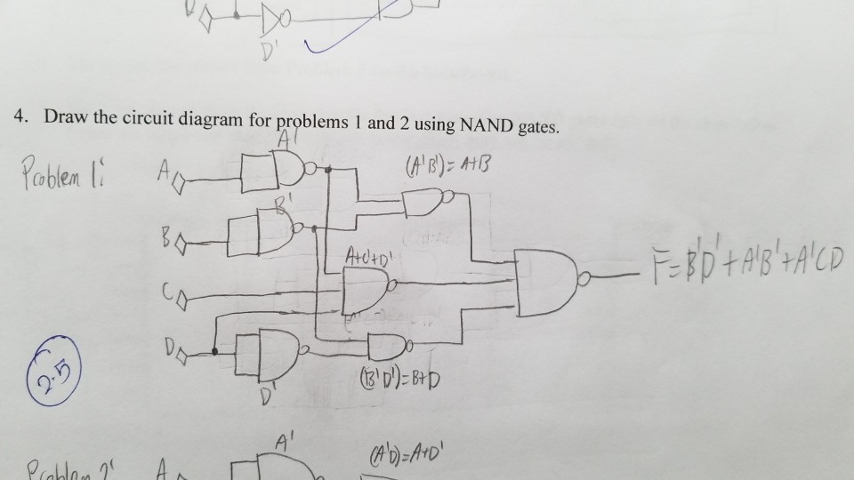 Solved I have a logic diagram for the equation F = B'D' + | Chegg.com