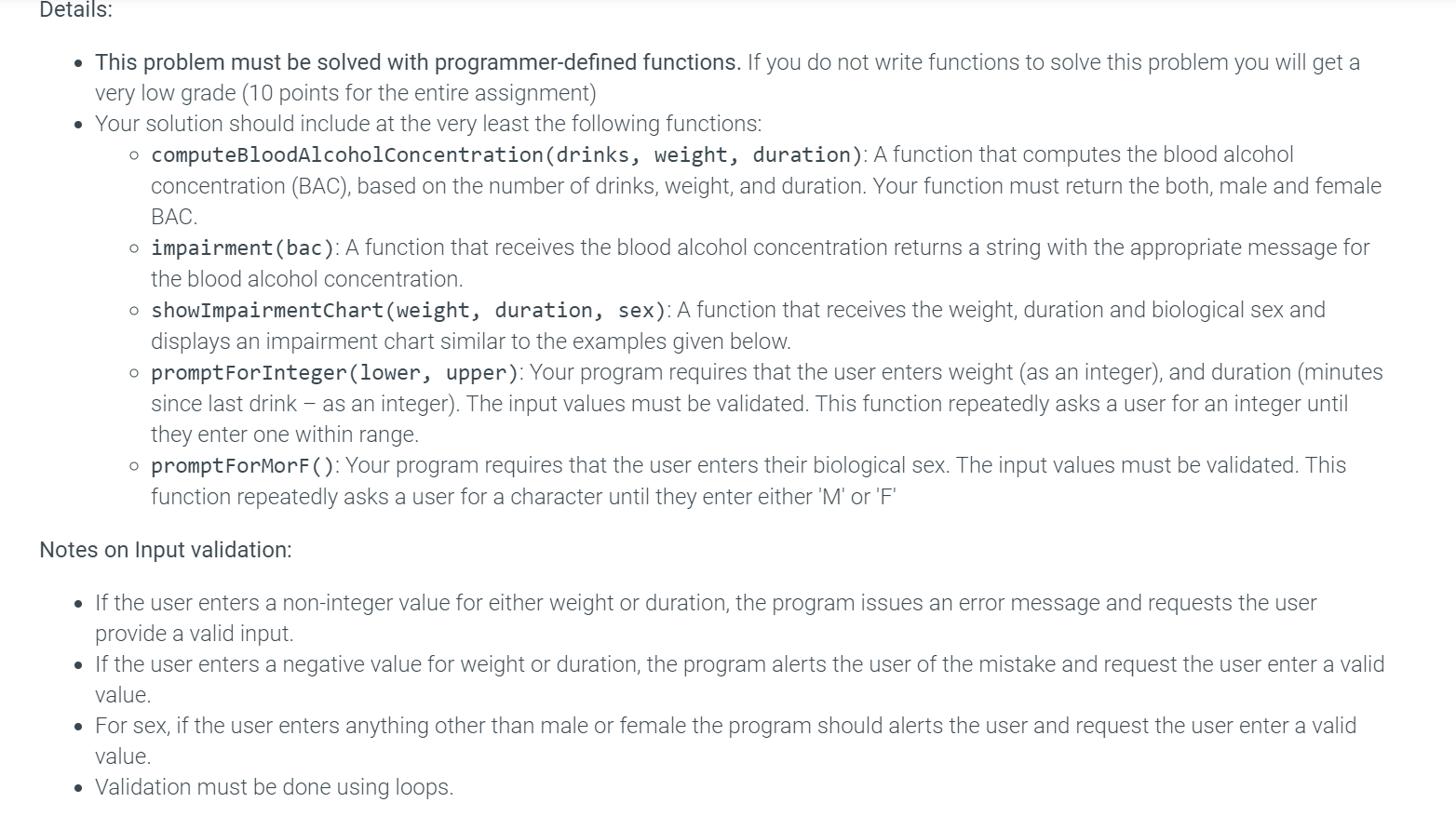 Solved BAC Chart for example - this page contains men and | Chegg.com