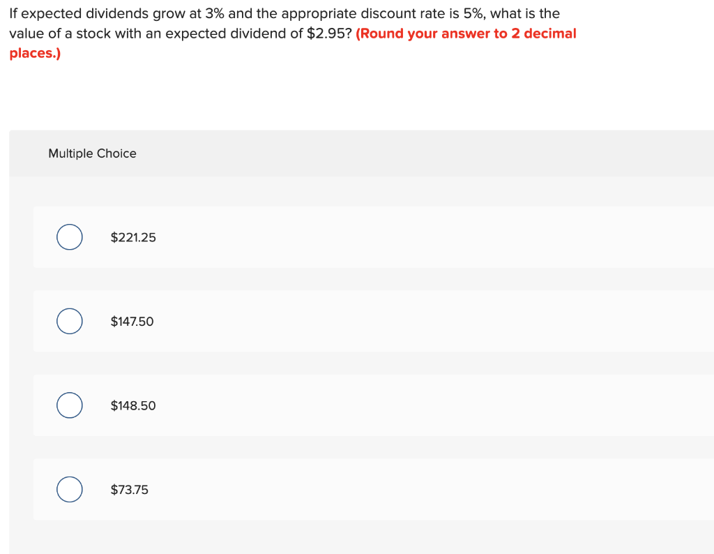 Solved If expected dividends grow at 3% and the appropriate | Chegg.com
