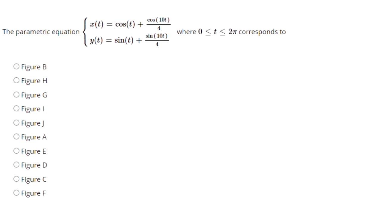 Solved Match the figures with the corresponding parametric | Chegg.com
