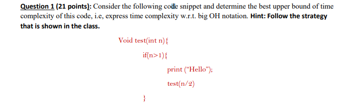 Solved Question 1 (21 points): Consider the following code | Chegg.com