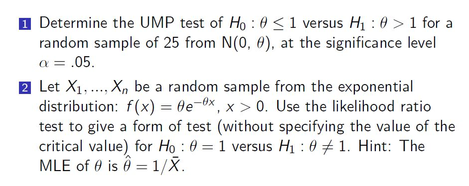 Solved 1 Determine the UMP test of Ho: 4 | Chegg.com
