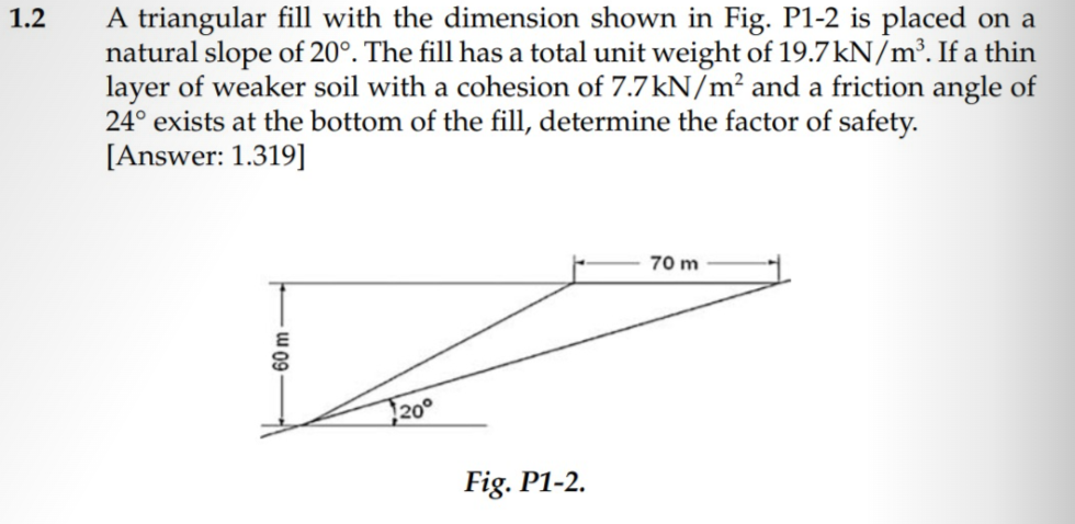 Solved A triangular fill with the dimension shown in Fig. | Chegg.com