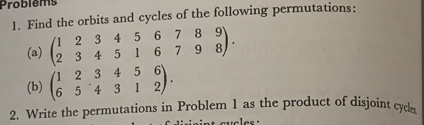 Solved 1. Find the orbits and cycles of the following | Chegg.com