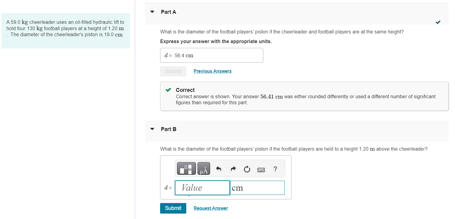 Solved A 59.0kg ﻿cheerleader uses an oil-filled hydraulic | Chegg.com