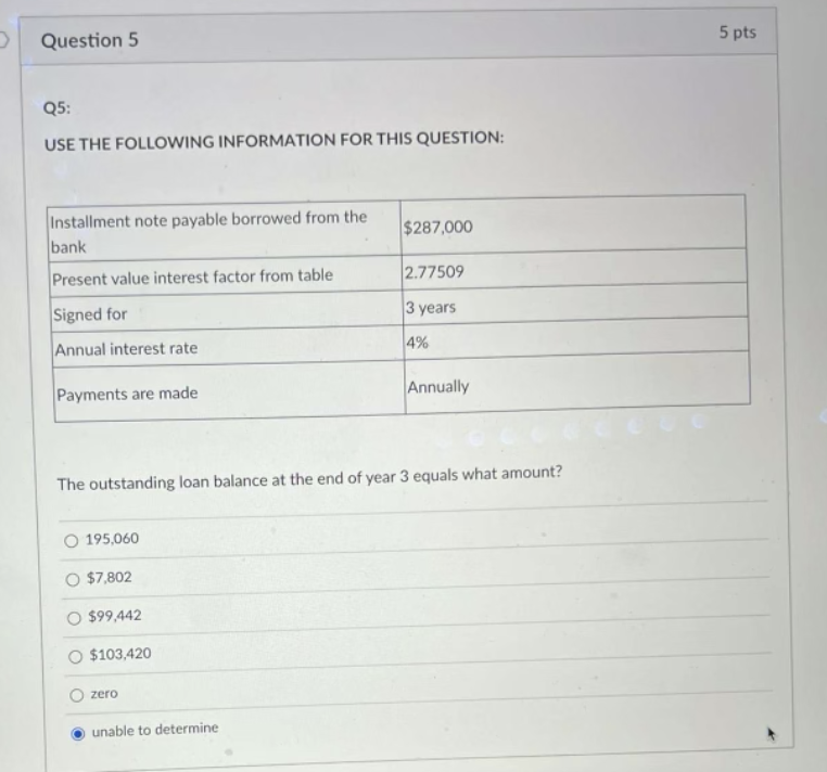Q5: USE THE FOLLOWING INFORMATION FOR THIS QUESTION: | Chegg.com