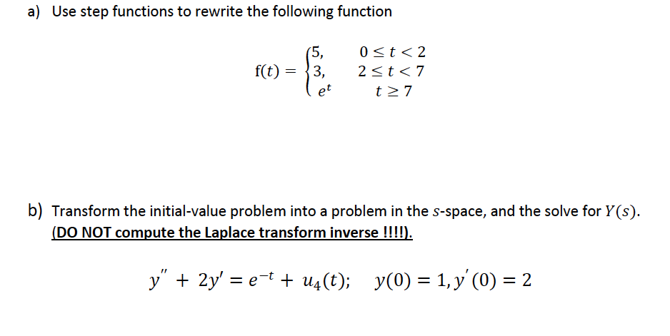 Solved a) Use step functions to rewrite the following | Chegg.com