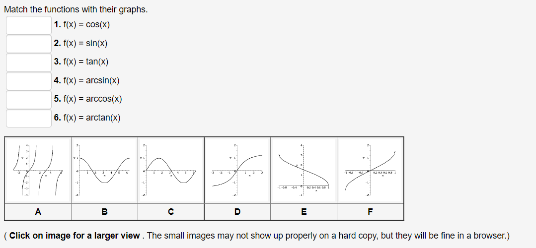 Solved Match the functions with their graphs. 1. f(x)=cos(x) | Chegg.com