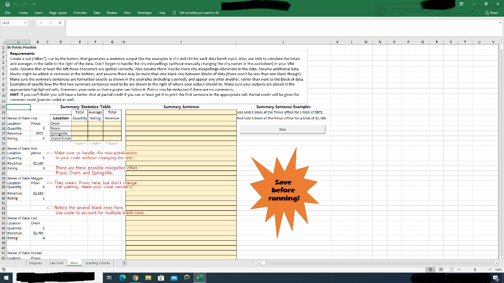 Create a sub ('Bikes"), run by the button, that | Chegg.com