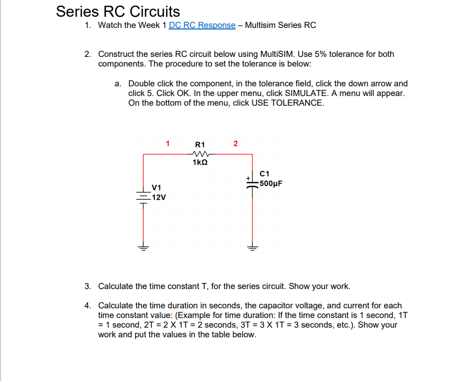 Solved 2. Construct the series RC circuit below using | Chegg.com