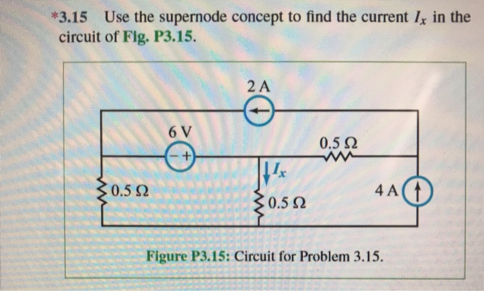 Solved *3.15 Use the supernode concept to find the current I | Chegg.com