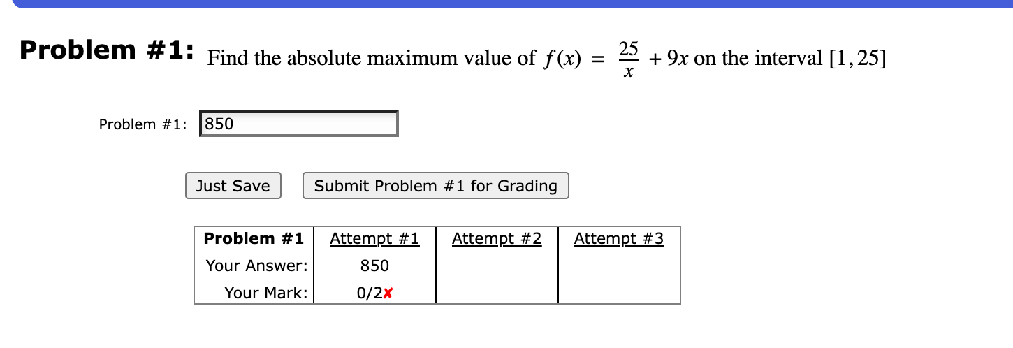 Solved Problem #1: Find the absolute ﻿maximum value | Chegg.com