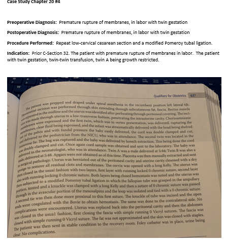 Solved Case study chapter 20 \#̈4 Preoperative Diagnosis: | Chegg.com