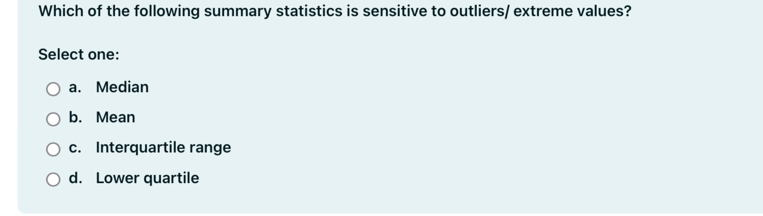Solved Which of the following summary statistics is | Chegg.com