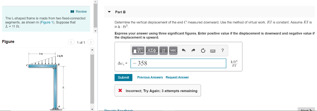 Solved Review Part B The L-shaped frame is made from two | Chegg.com