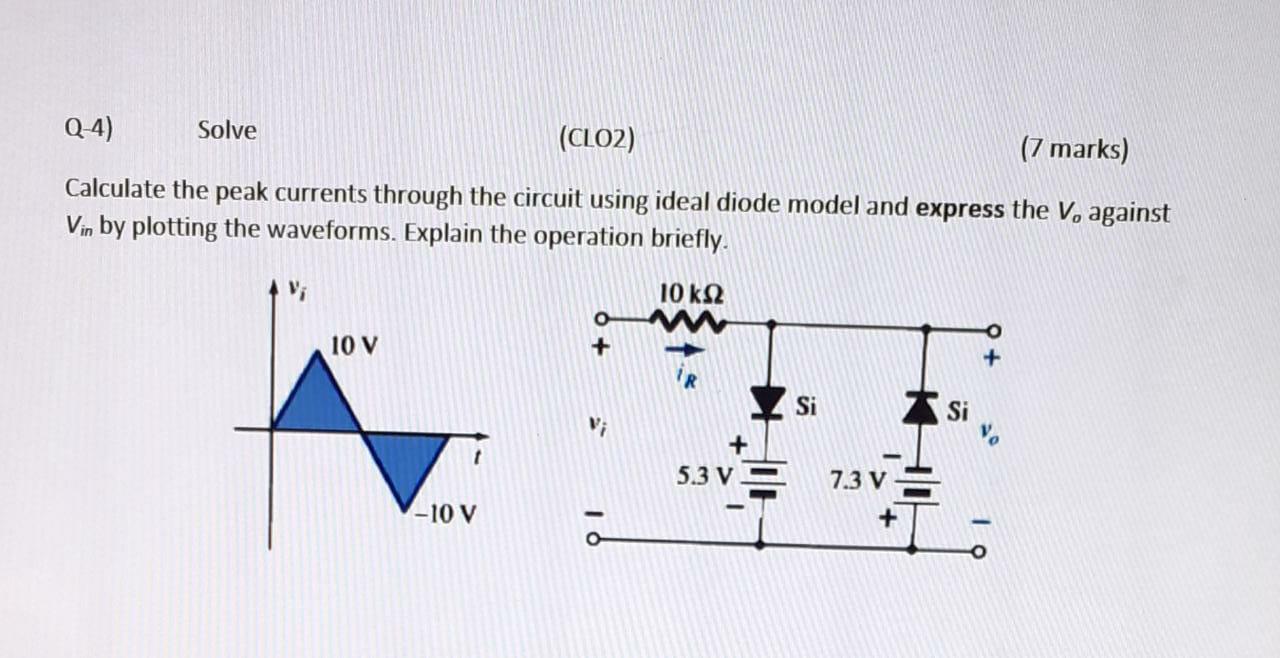 Solved Q-4) Solve (CLO2) (7 marks) Calculate the peak | Chegg.com