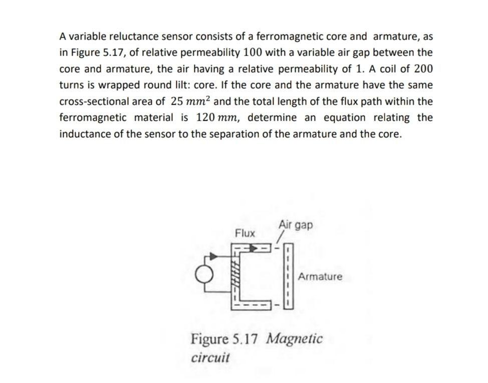 Solved A variable reluctance sensor consists of a | Chegg.com