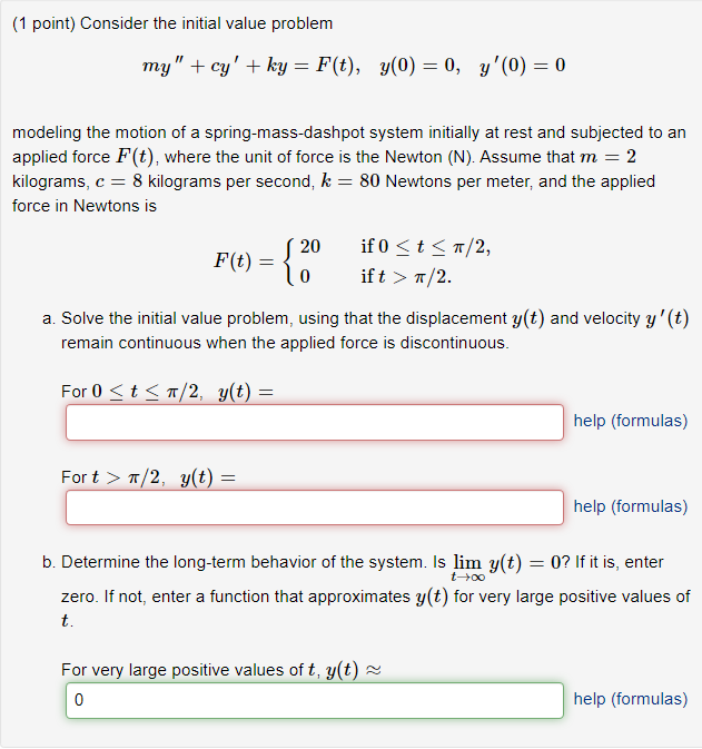 (1 point) Consider the initial value problem | Chegg.com