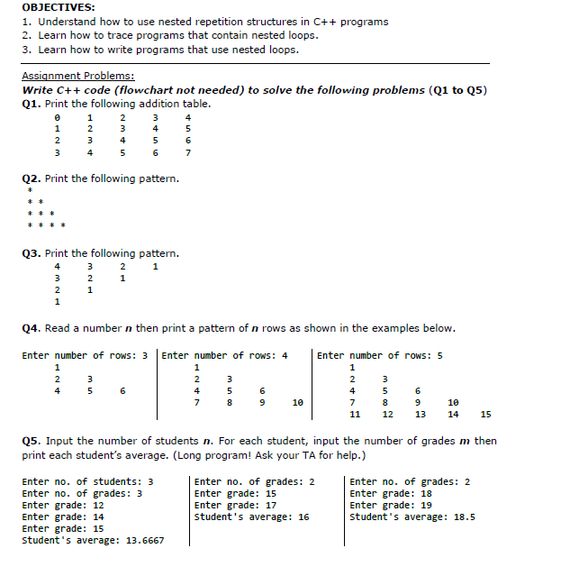Solved OBJECTIVES: 1. Understand how to use nested | Chegg.com