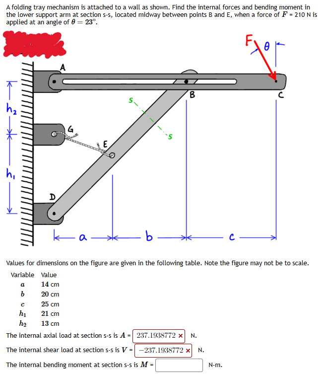 Solved A folding tray mechanism is attached to a wall as | Chegg.com