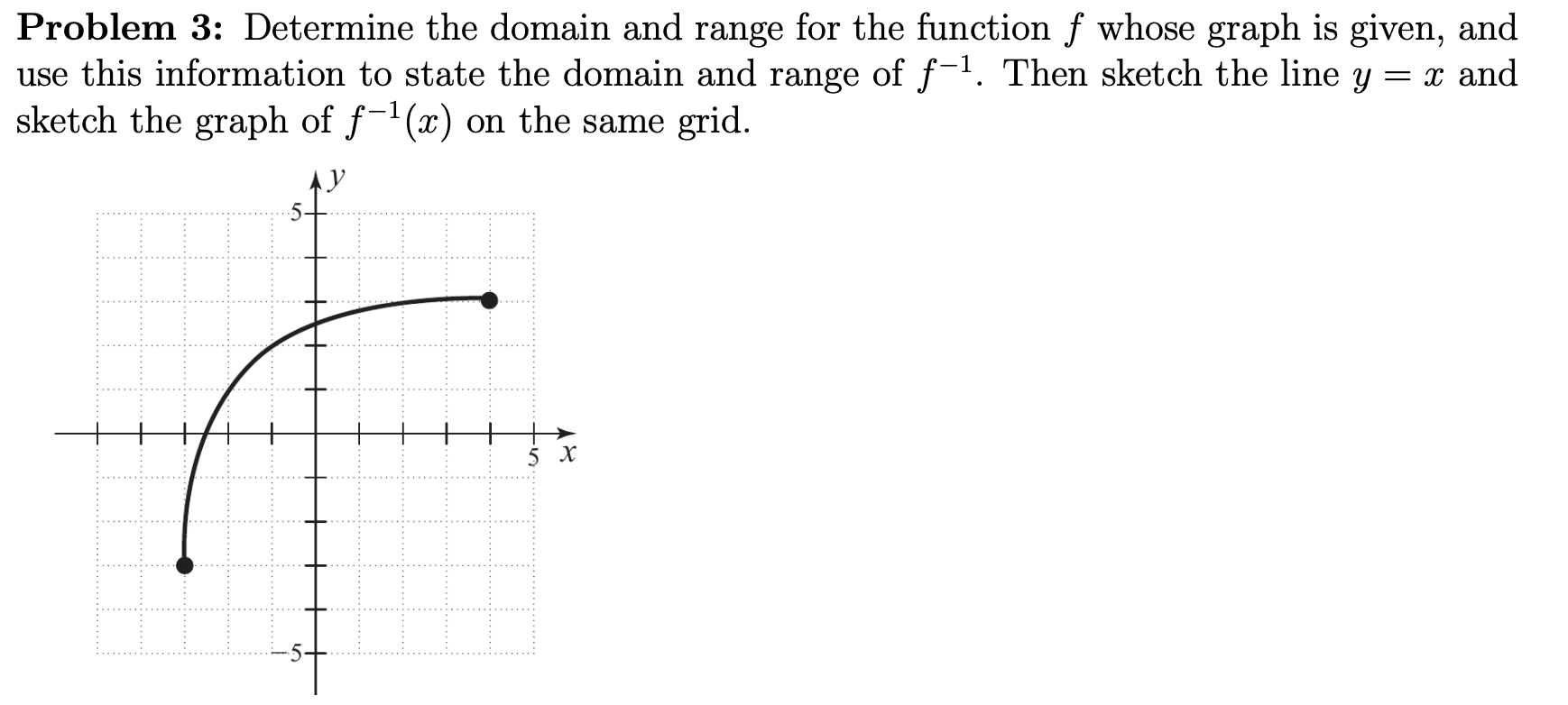 Solved Problem 3: Determine the domain and range for the | Chegg.com
