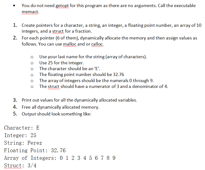 Solved You do not need getopt for this program as there are | Chegg.com