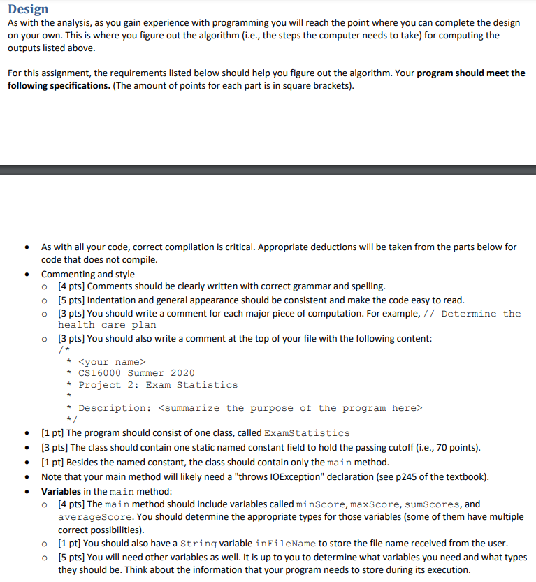 Solved Project 2: Computing Exam Statistics Learning | Chegg.com