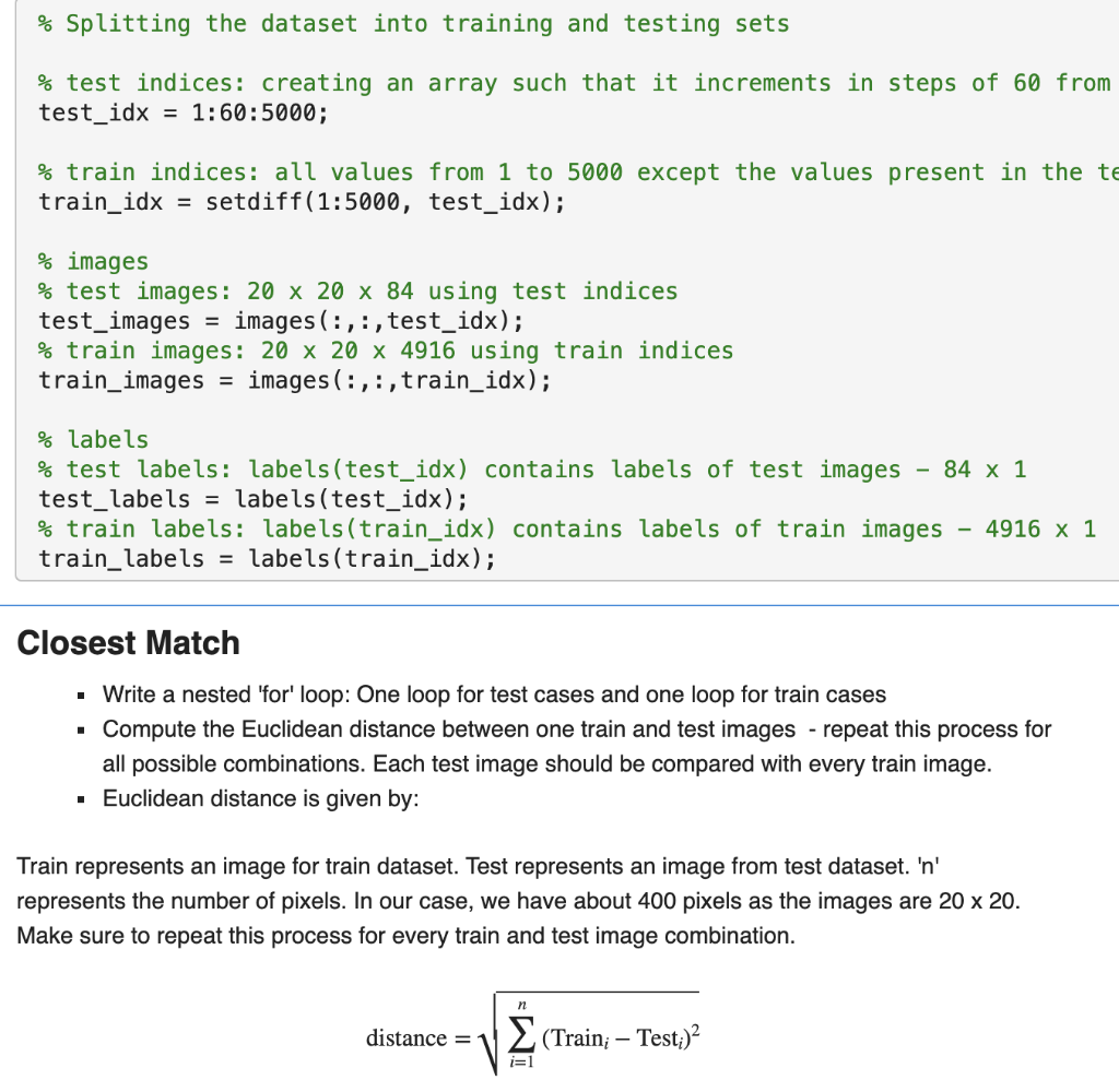 Solved \% Splitting the dataset into training and testing | Chegg.com