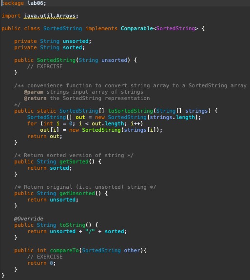 Solved Please help solve The SortedString class is | Chegg.com