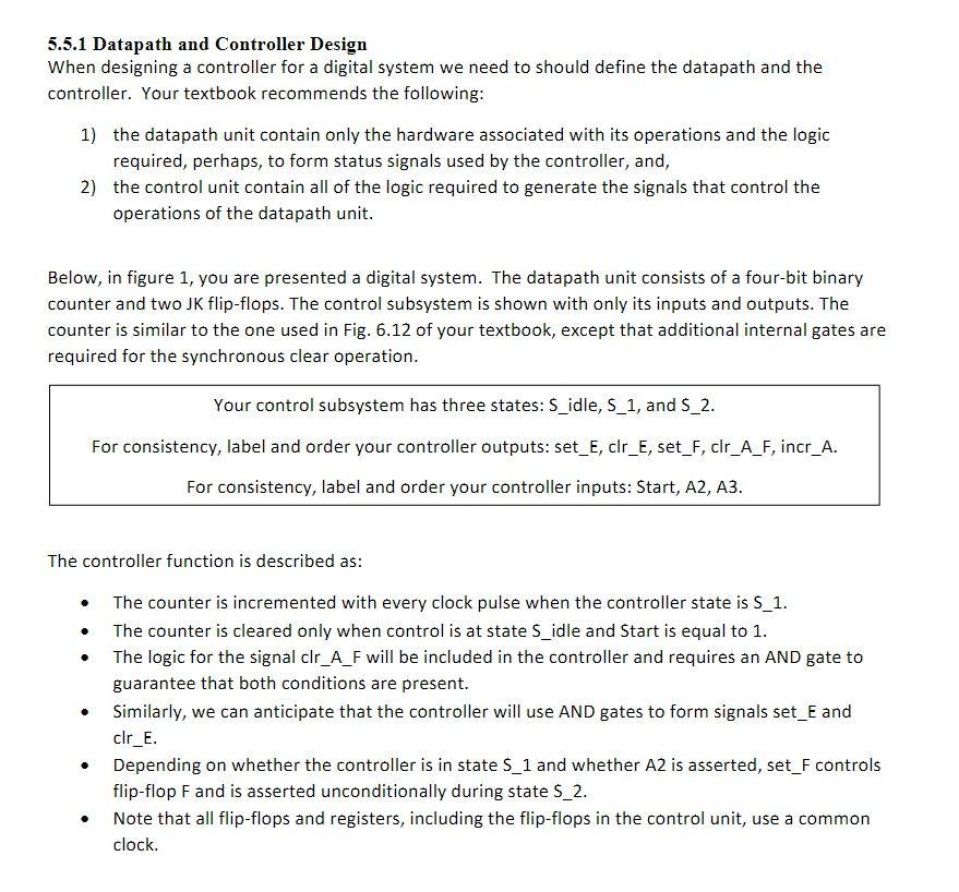 5.5.1 Datapath and Controller Design When designing a | Chegg.com