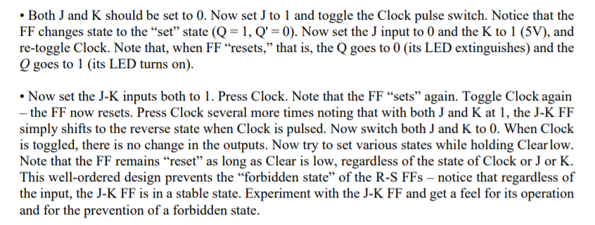 Solved 2) J-K FF: • Plug in the 74LS107 J-K-type flip-flop | Chegg.com