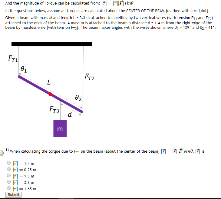 Solved And the magnitude of Torque can be calculated from: | Chegg.com