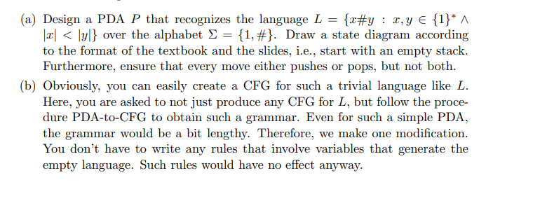 Solved a) Design a PDA P that recognizes the language | Chegg.com