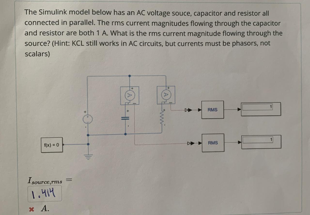 Solved The Simulink model below has an AC voltage souce, | Chegg.com