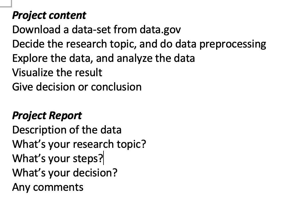 Solved Project content Download a data-set from data.gov | Chegg.com