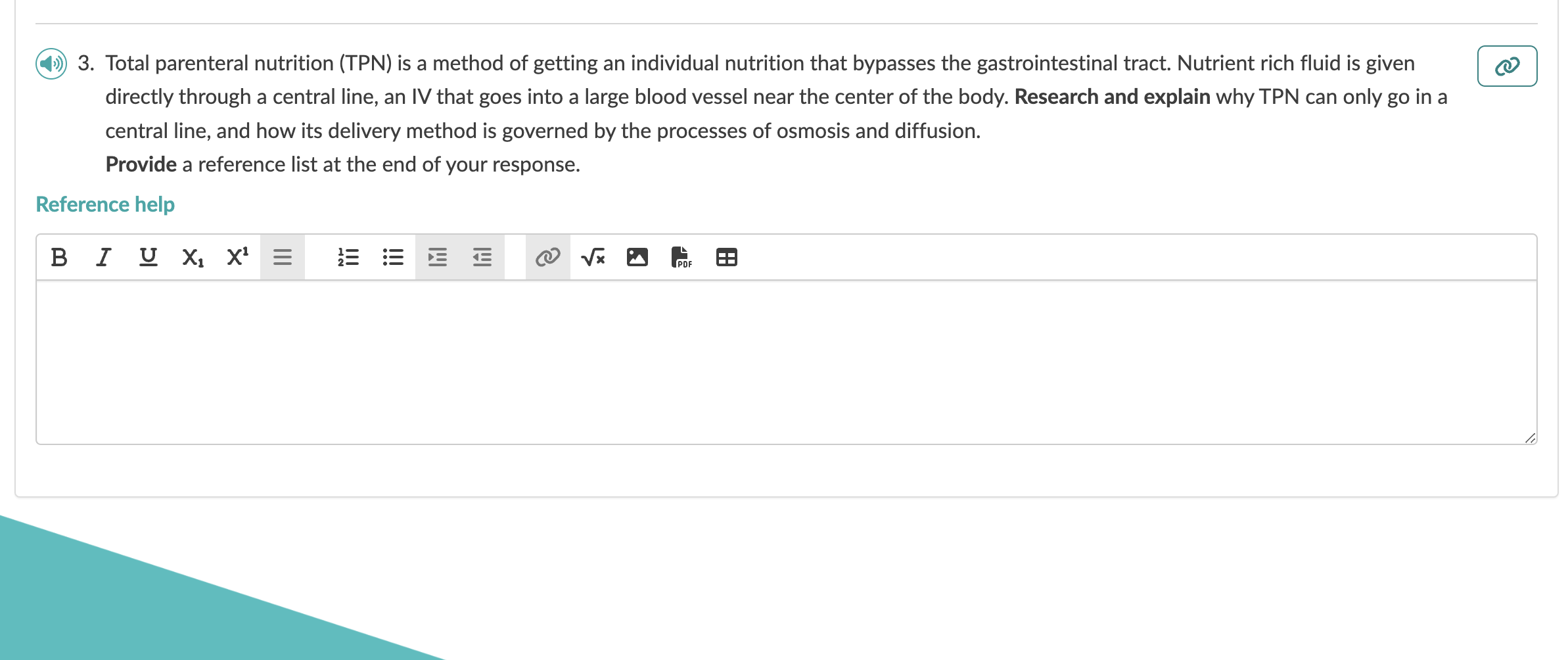 Solved 10)) 3. Total parenteral nutrition (TPN) is a method | Chegg.com